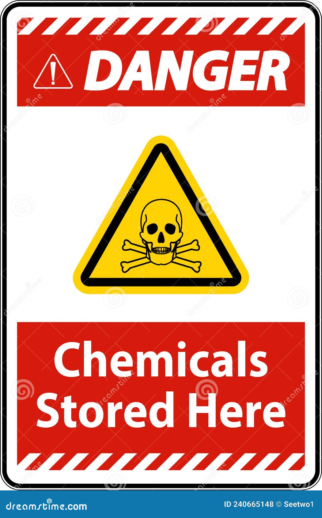 Danger Chemicals Stored Here Sign on White Background Stock Vector ...