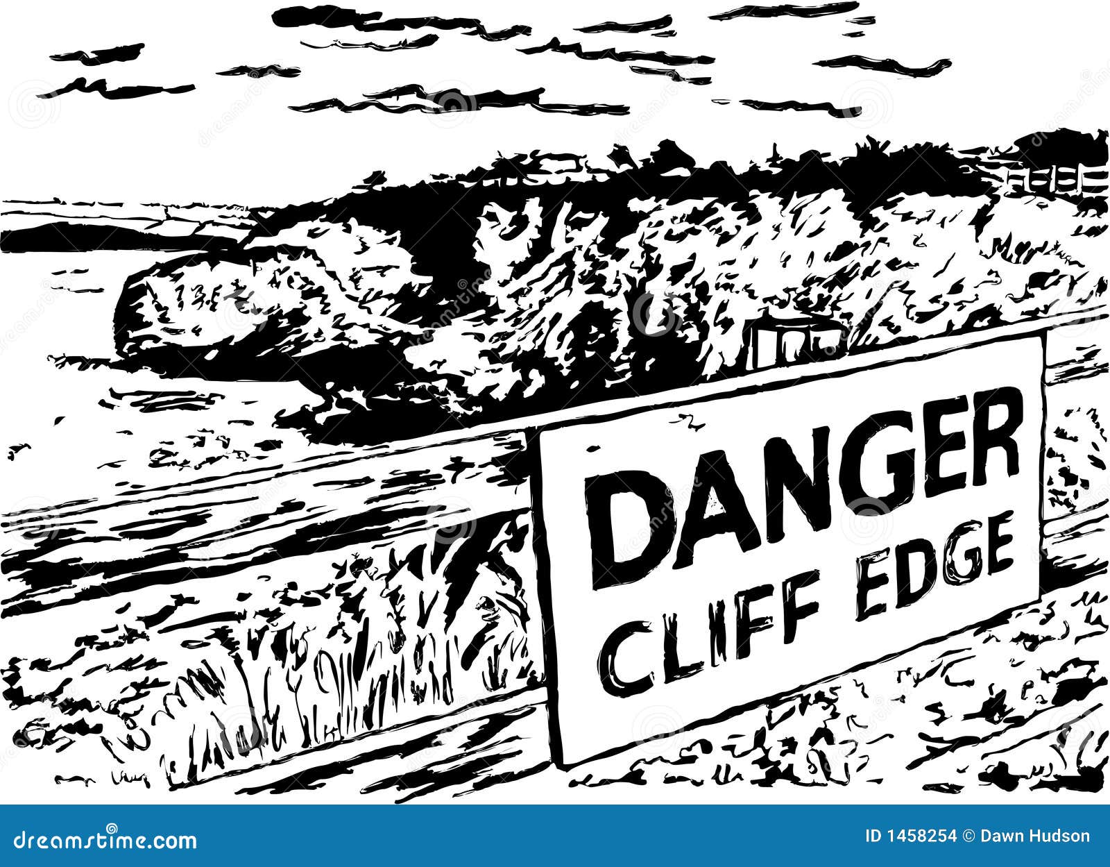 Danger Cliff Edge Warning Sign Vector Illustration | CartoonDealer.com ...
