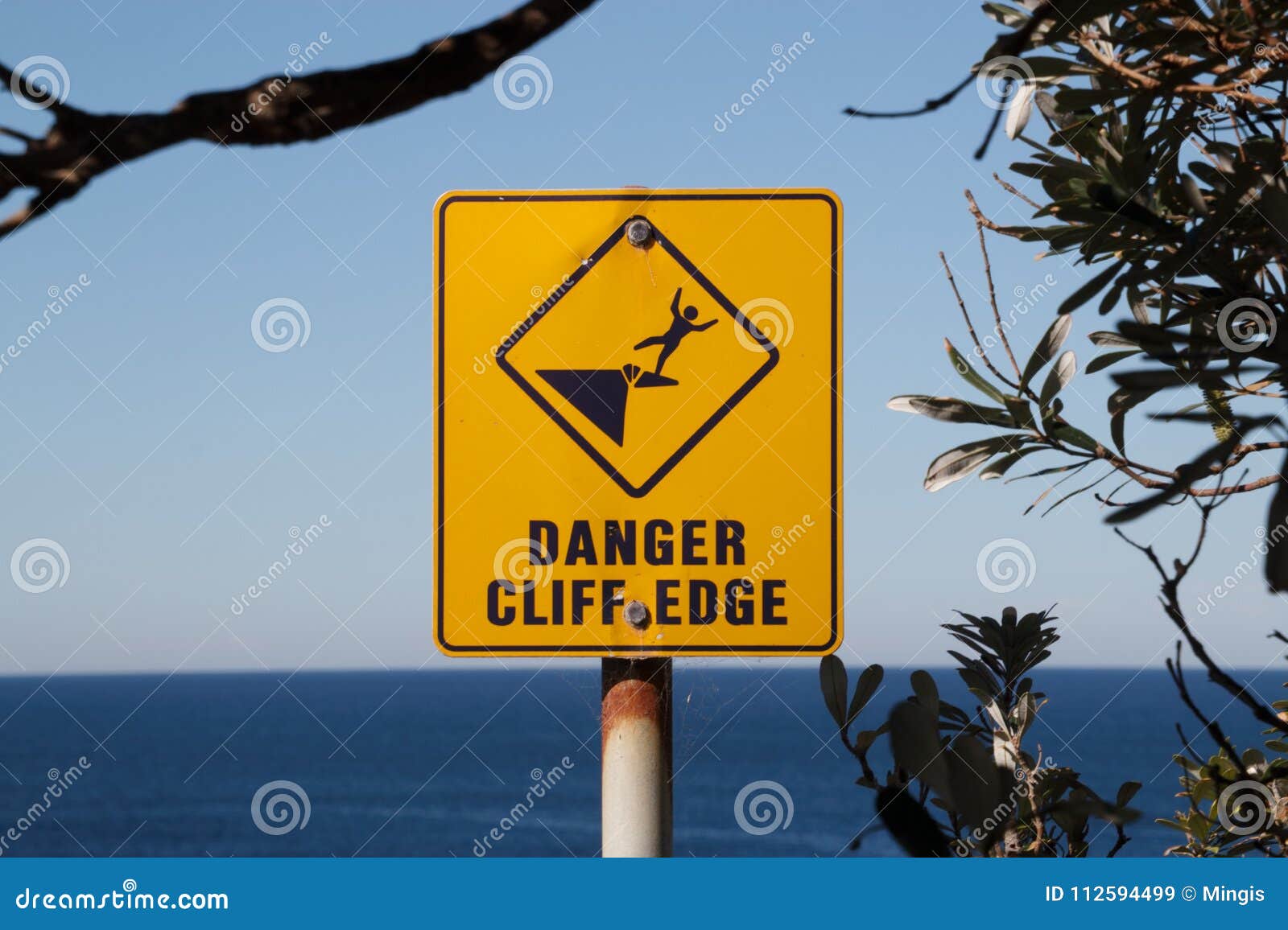 Danger Cliff Edge Sign stock image. Image of edge, warning - 112594499