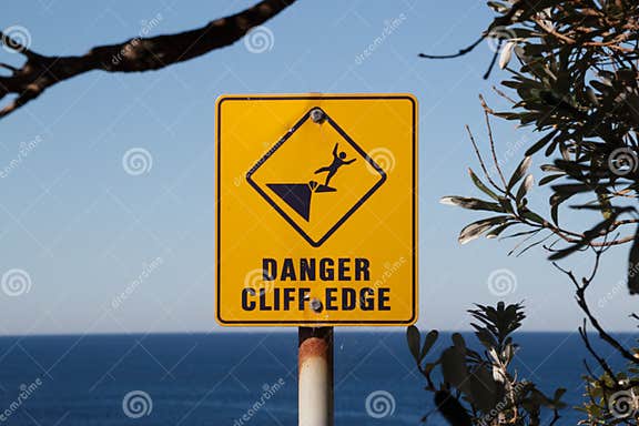 Danger Cliff Edge Sign stock image. Image of edge, warning - 112594499