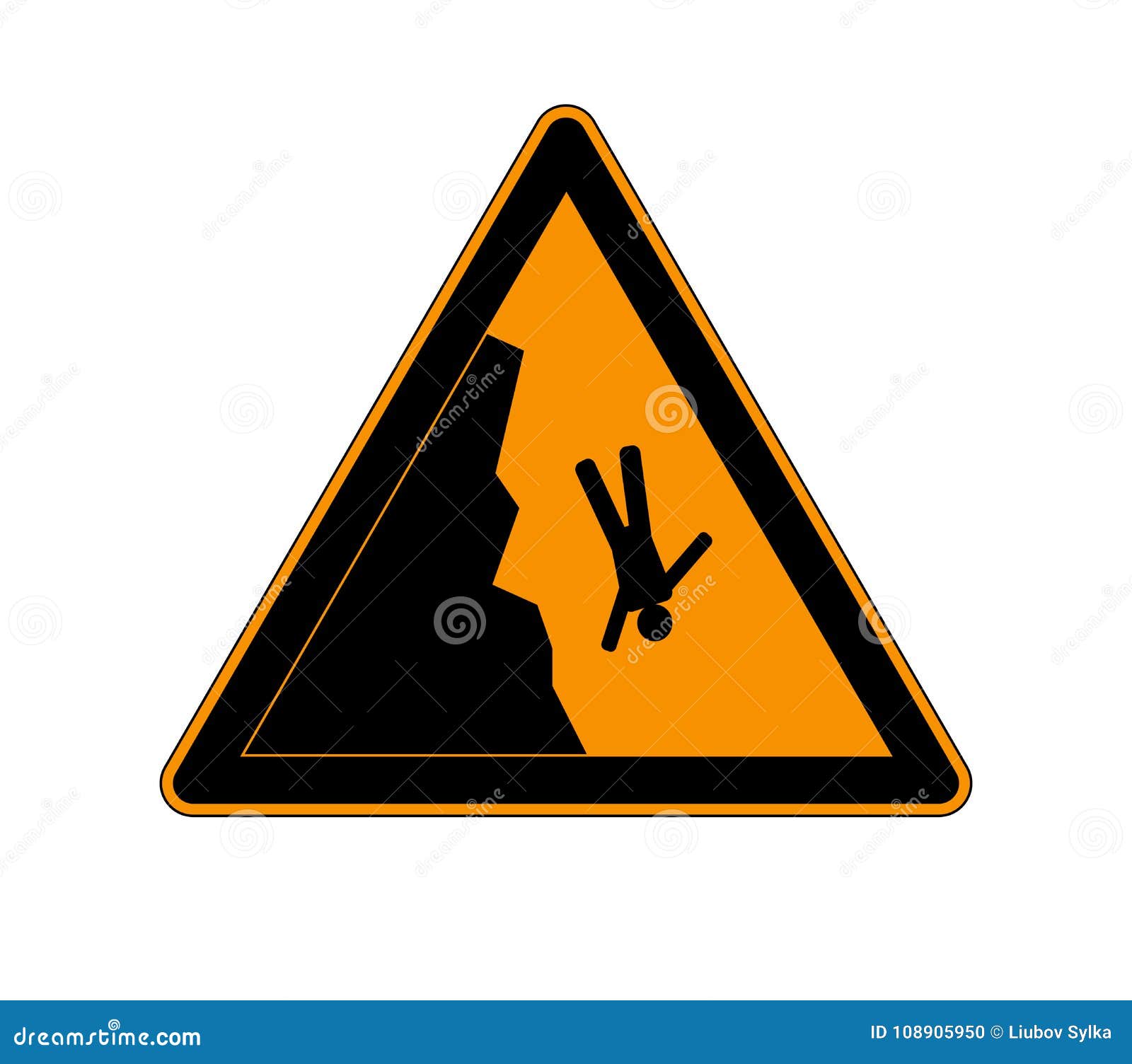 Danger Cliff Edge Warning Sign Vector Illustration | CartoonDealer.com ... Danger Cliff Edge Warning Sign Vector Illustration | CartoonDealer.com ...