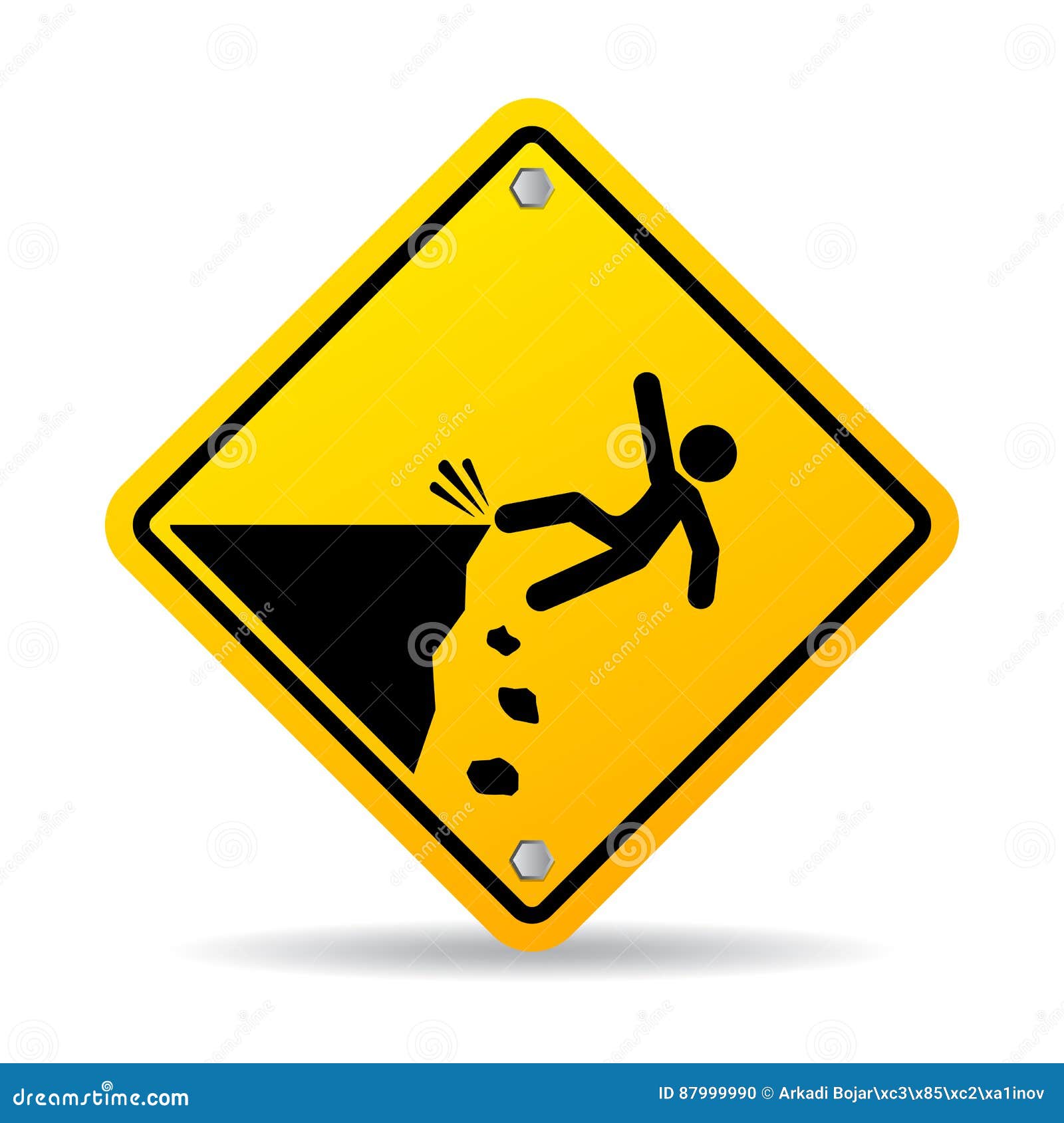 Danger Cliff Edge Warning Sign Vector Illustration | CartoonDealer.com ...