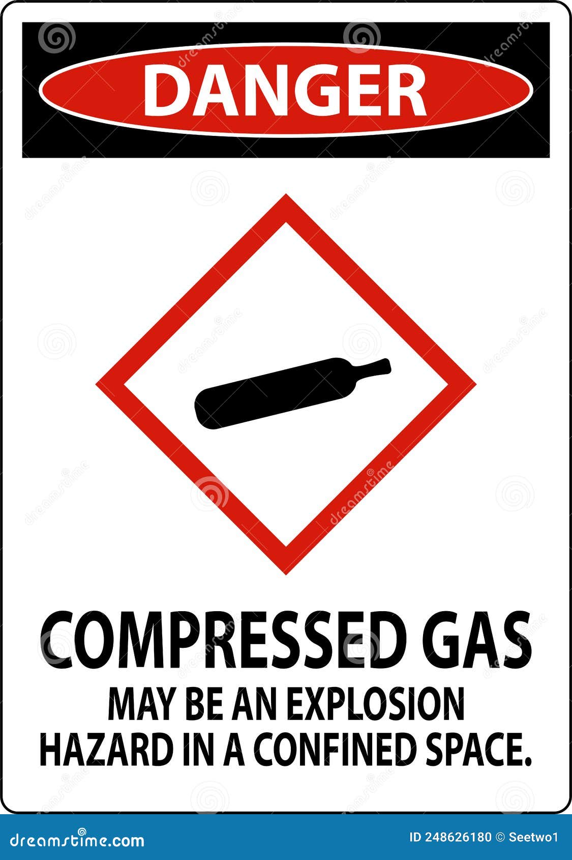Danger Compressed Gas GHS Sign on White Background Stock Vector ...