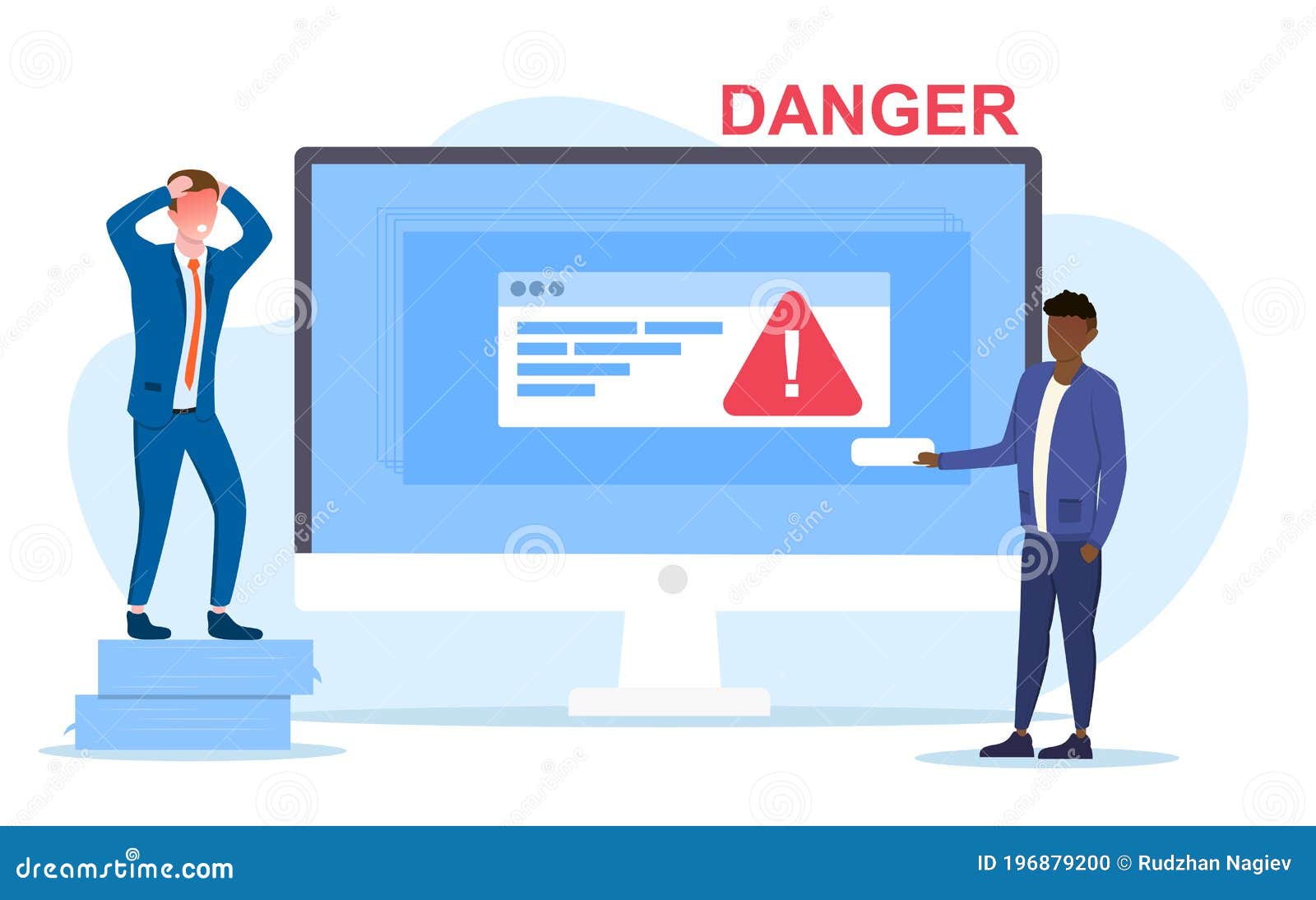 Danger Concept with Warning on a Computer Screen Stock Vector ...