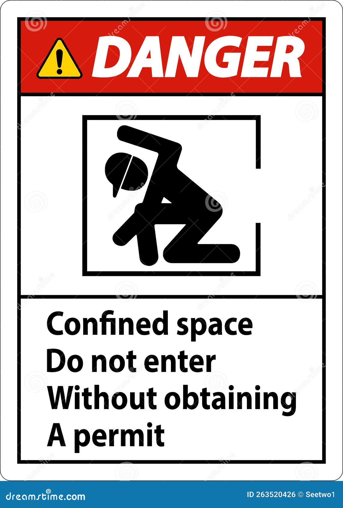 Danger Confined Space Do Not Enter without Obtaining Permit Stock ...