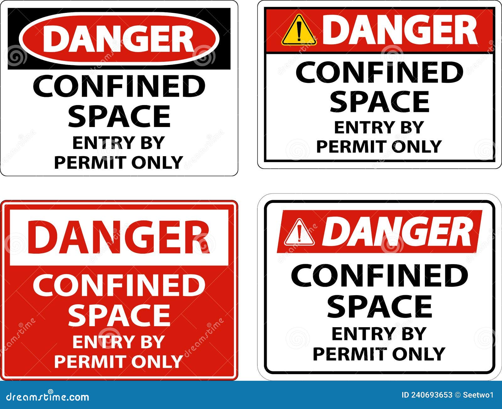 Danger Confined Space Entry by Permit only Sign Stock Vector ...