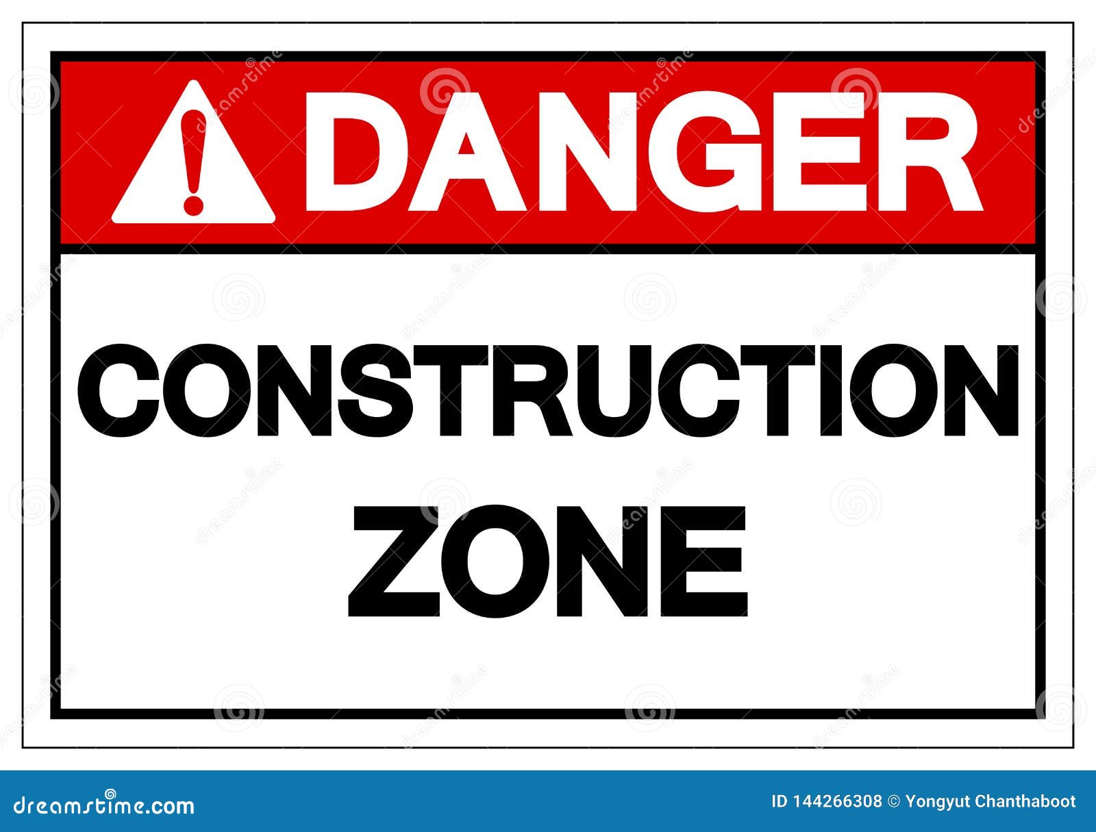Danger Construction Zone Symbol Sign, Vector Illustration, Isolate on ...