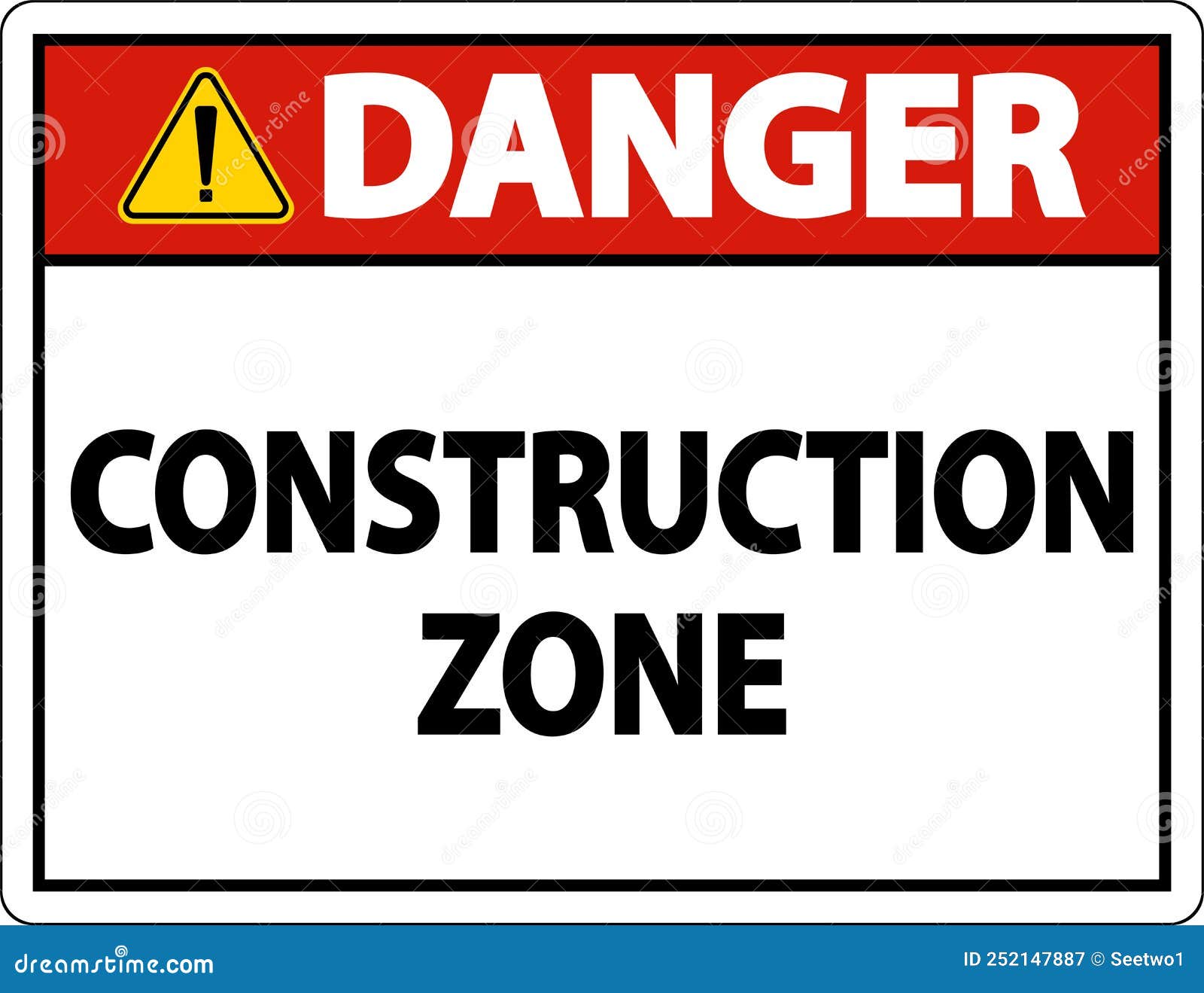 Danger Construction Zone Symbol Sign on White Background Stock Vector ...