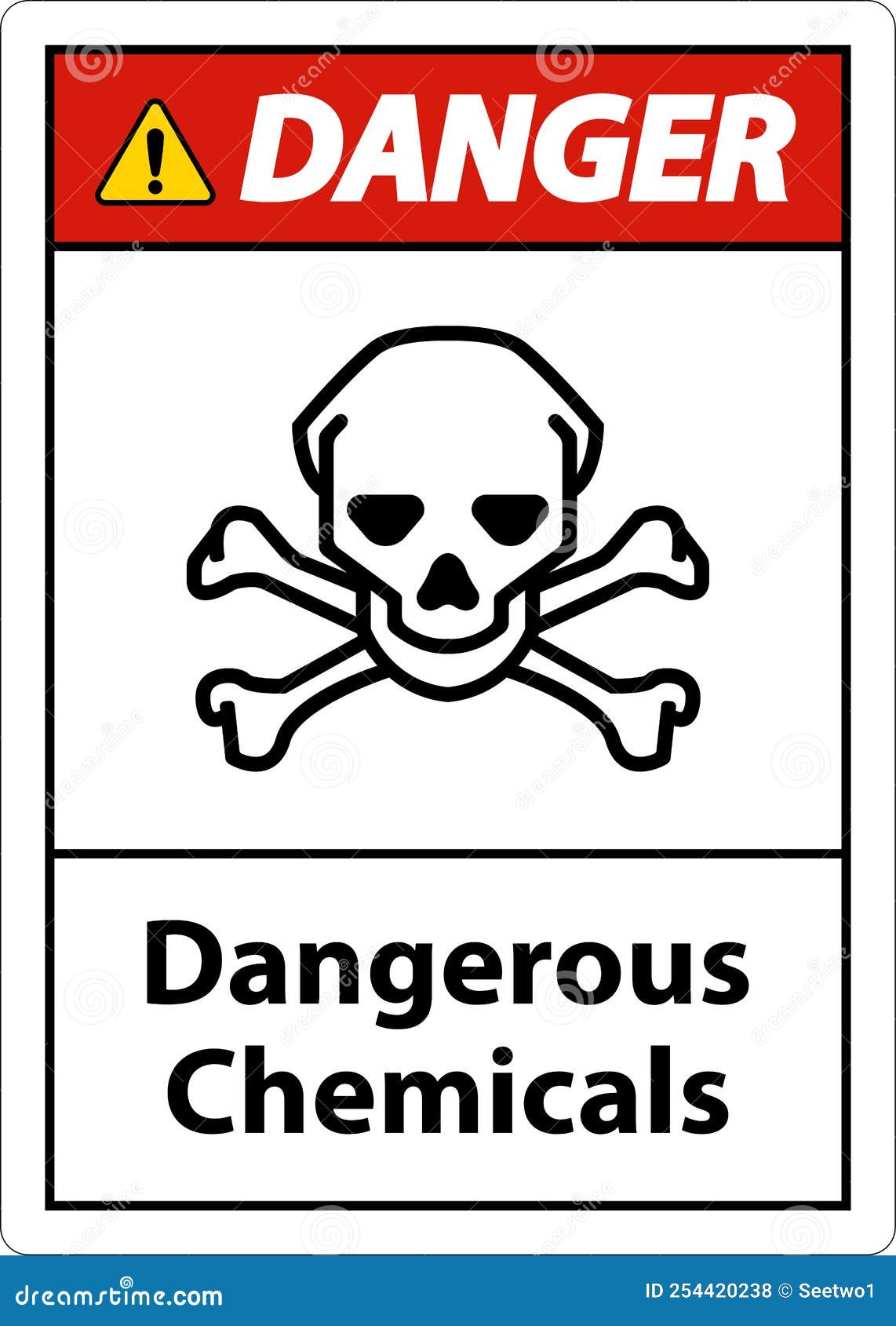 Danger Dangerous Chemicalsl Sign on White Background Stock Vector ...