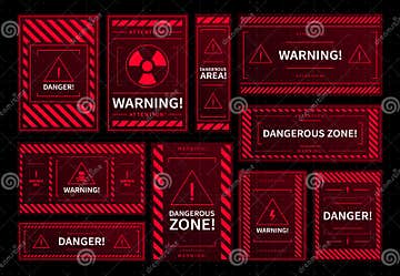 Danger and Dangerous Zone Warning Red Frames, HUD Stock Vector ...