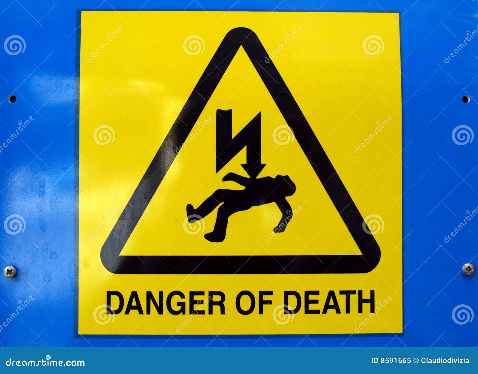 Danger Of Death Overhead Live Cables Electricity Can Kill Royalty-Free ...