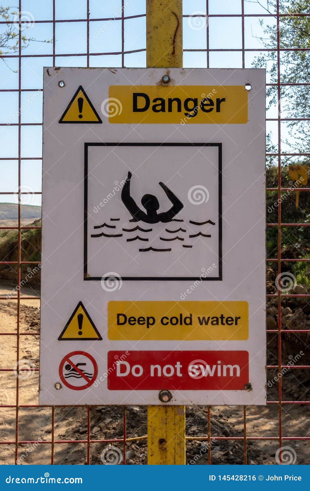 Danger Deep Cold Water Warning Sign Stock Photo - Image of protection ...