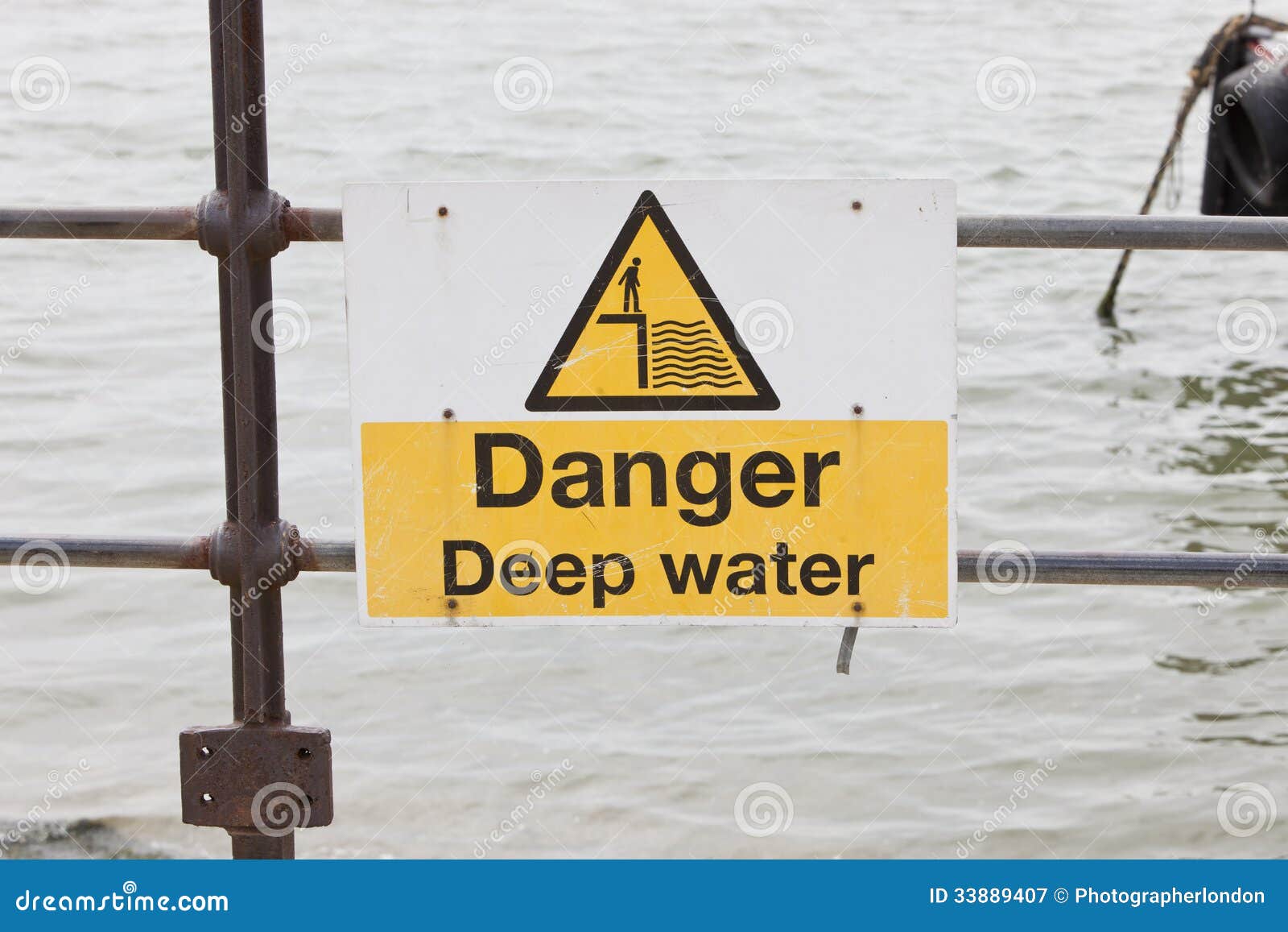 Danger deep water sign stock image. Image of yellow, deep - 33889407