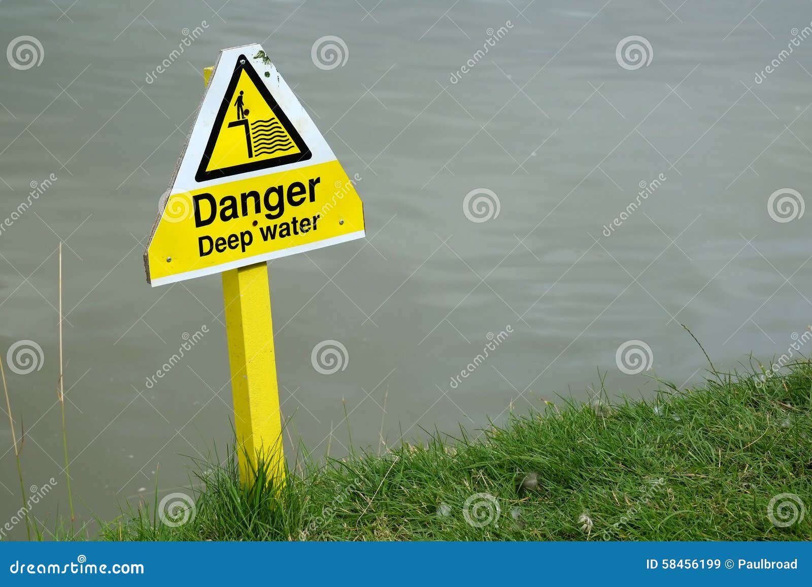 Danger Deep Water Sign on Golf Course Pond. Stock Image - Image of sign ...
