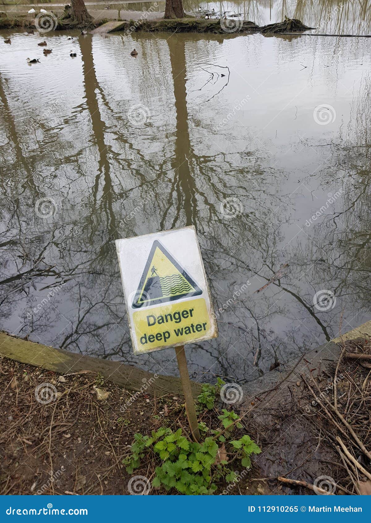 Danger deep water sign. stock image. Image of pond, risk - 112910265