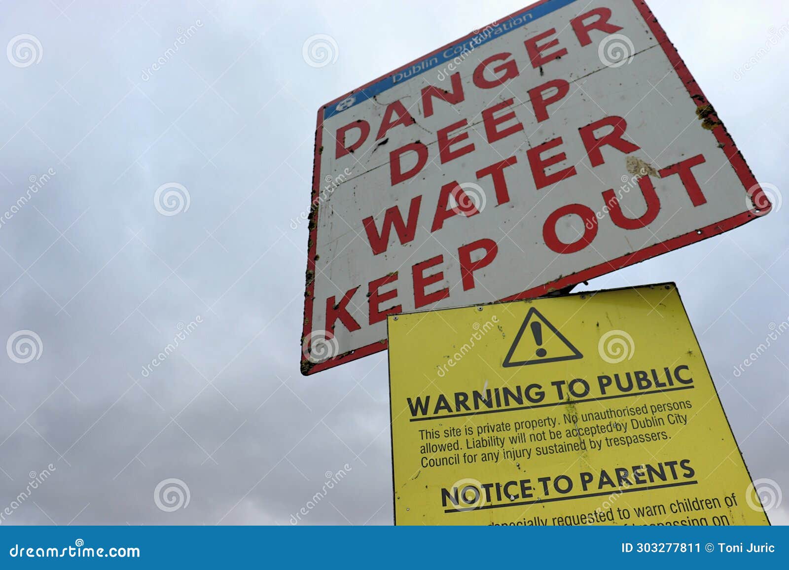Danger - deep water stock image. Image of billboard - 303277811