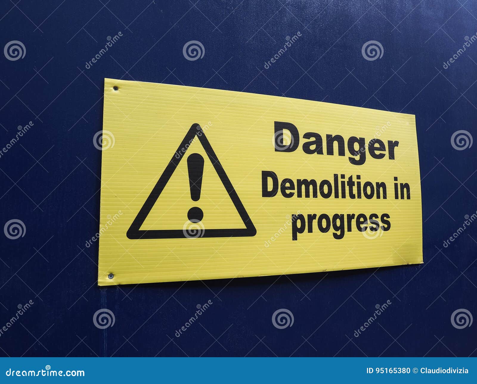 Danger demolition sign stock photo. Image of warning - 95165380