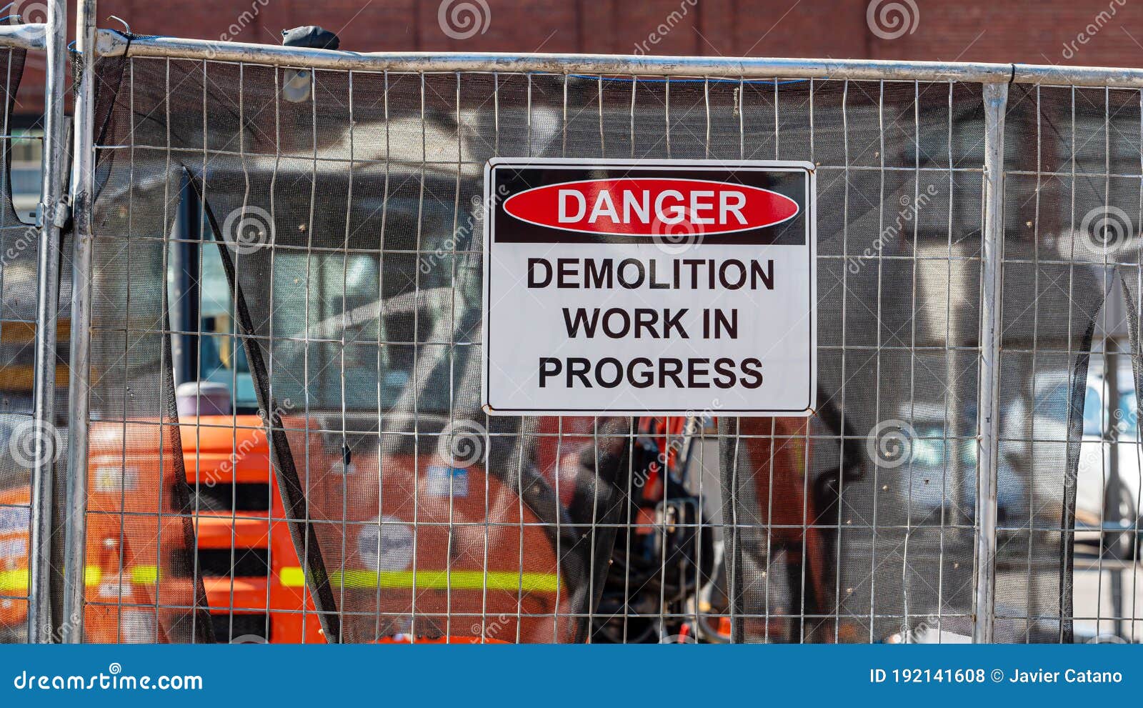 Danger, Demolition Work in Progress Sign in a Real Construction Site ...