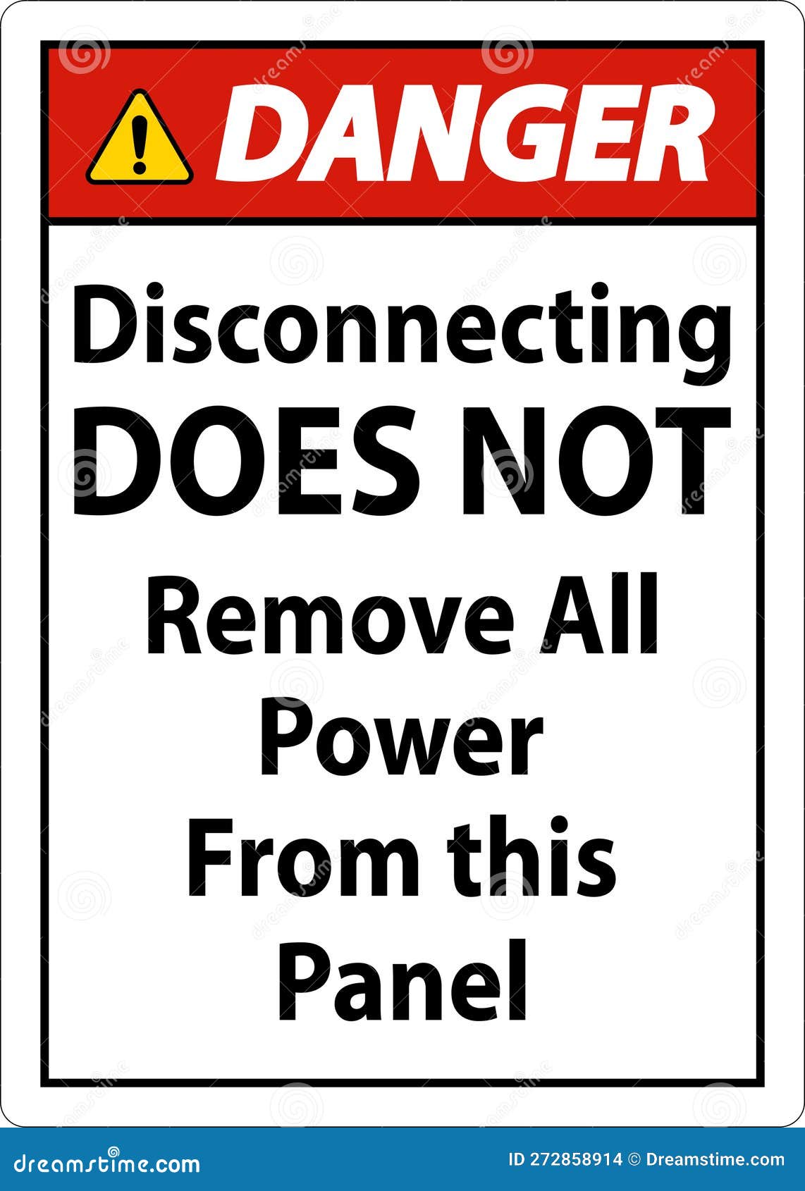 Danger Disconnecting Does Not Remove All Power from this Panel Stock ...