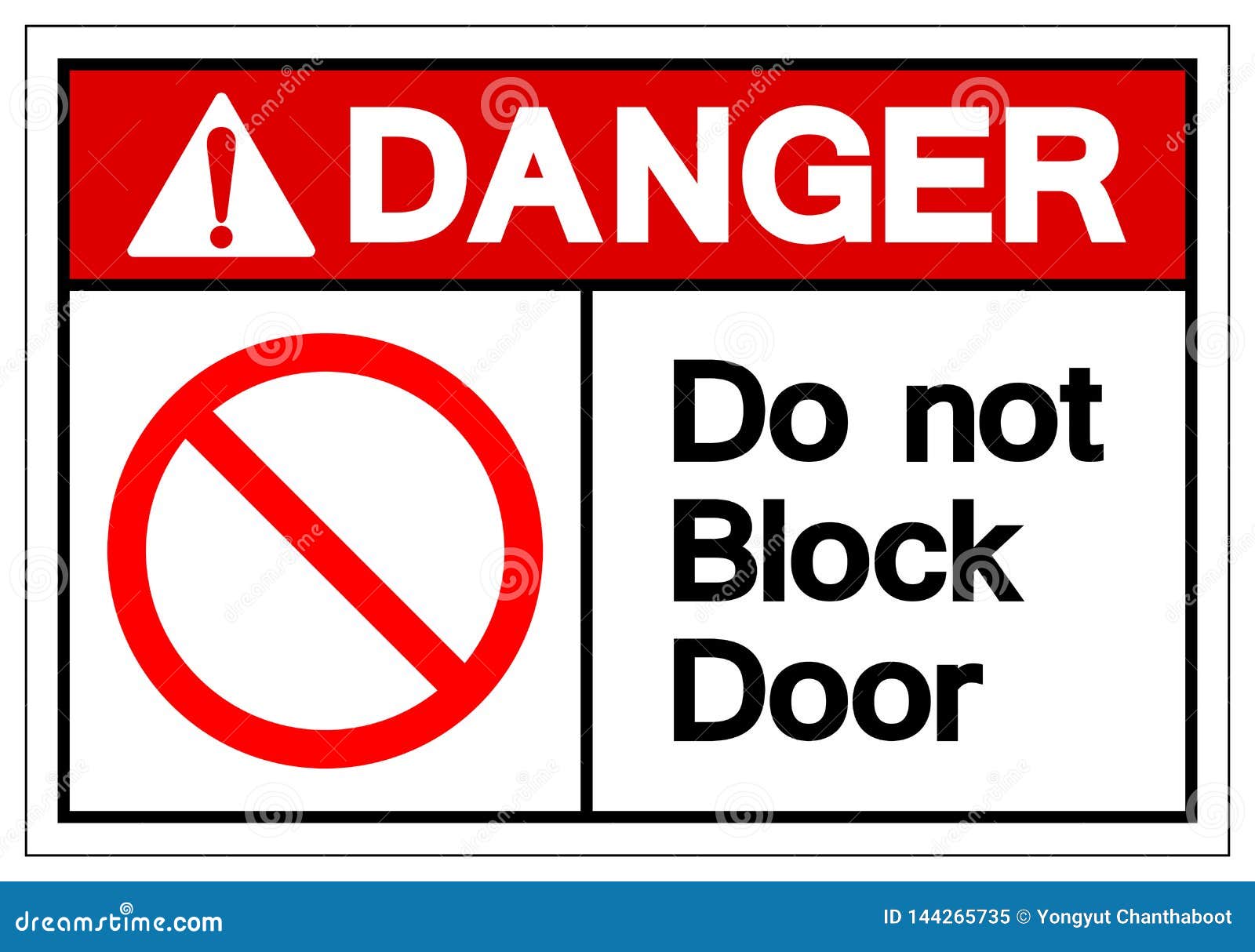 Danger Do Not Block Door Symbol Sign, Vector Illustration, Isolate On ...