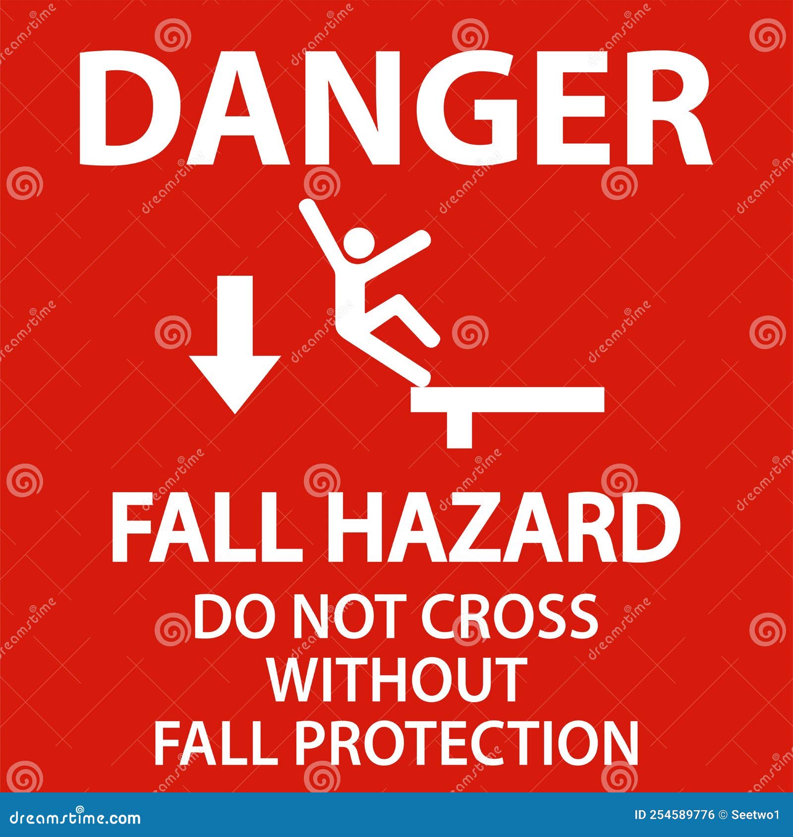 Danger Do Not Cross without Fall Protection Sign on White Background ...