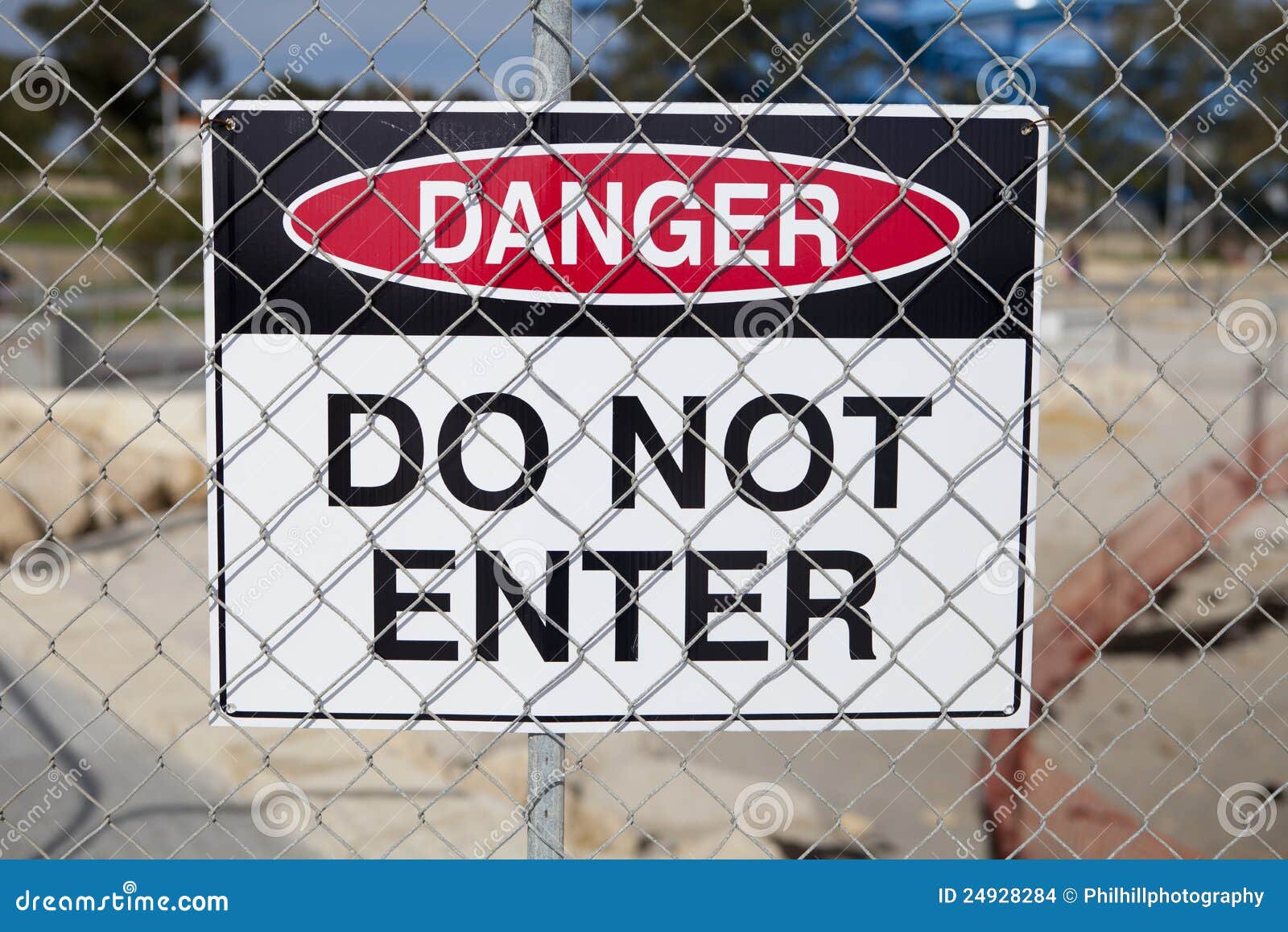 Danger do not enter sign stock photo. Image of fence - 24928284