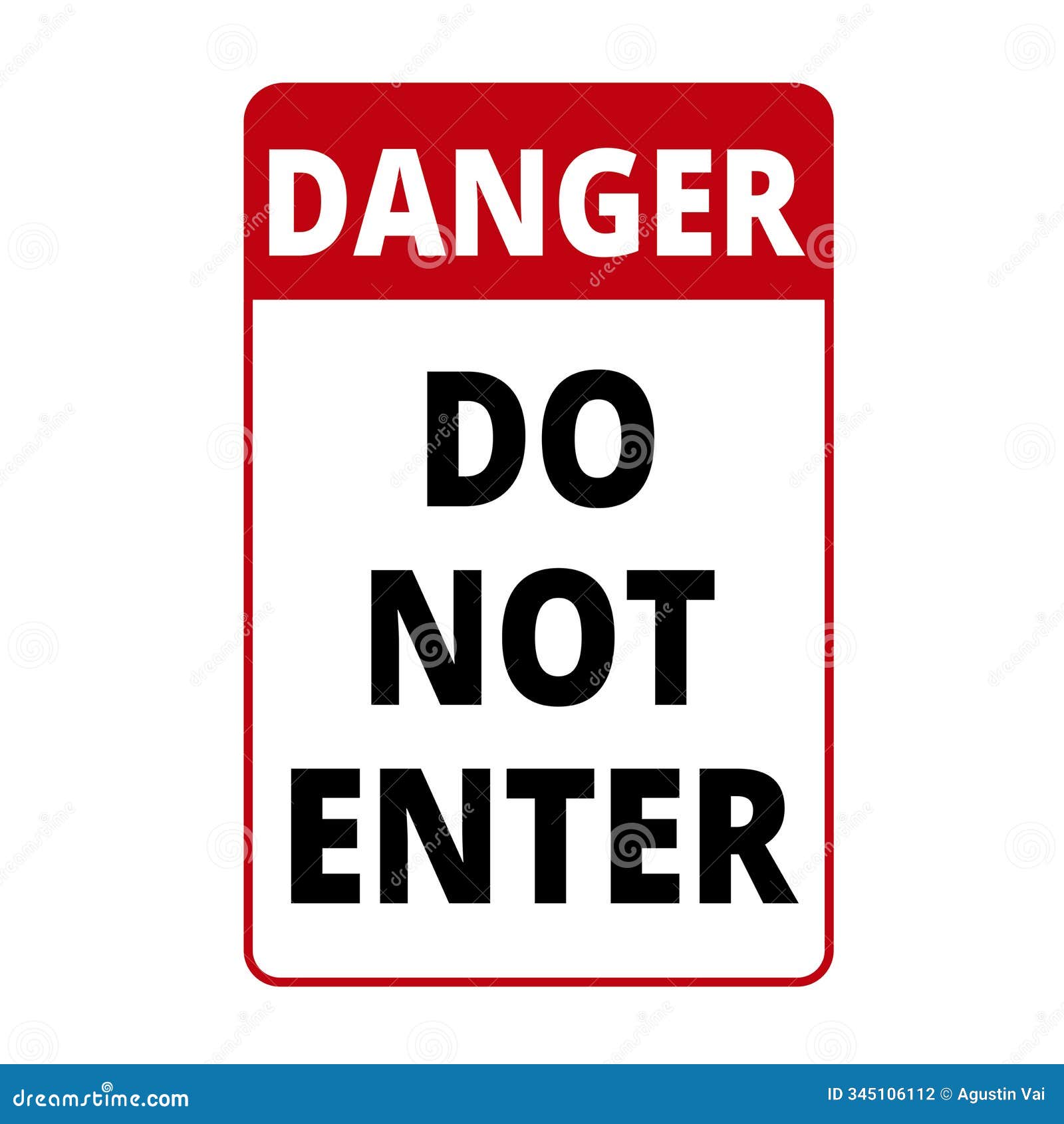 Danger Do Not Enter White and Red Sign on a White Background Stock ...