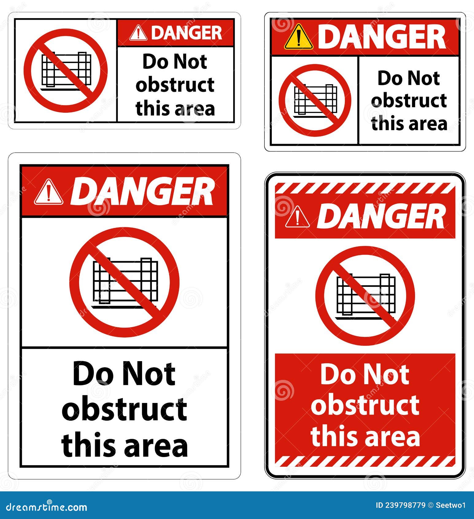 Danger Do Not Obstruct this Area Signs Stock Vector - Illustration of ...