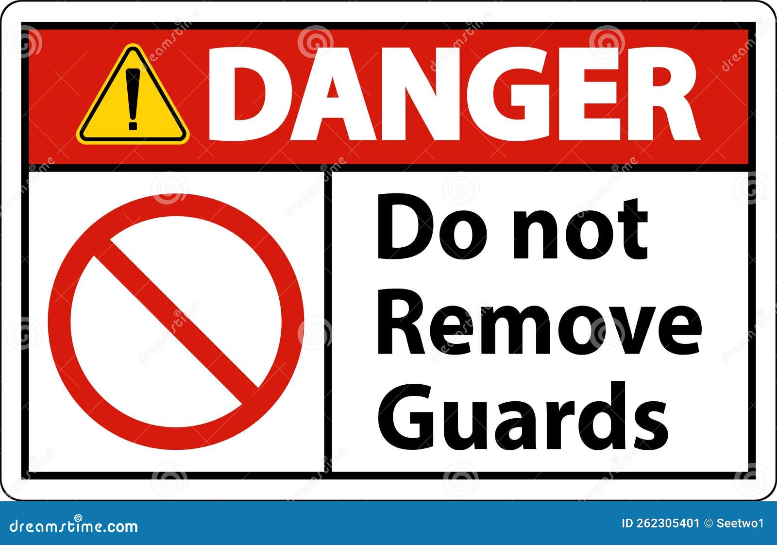 Danger Do Not Remove Guards and Hazard Sign on White Background Stock ...