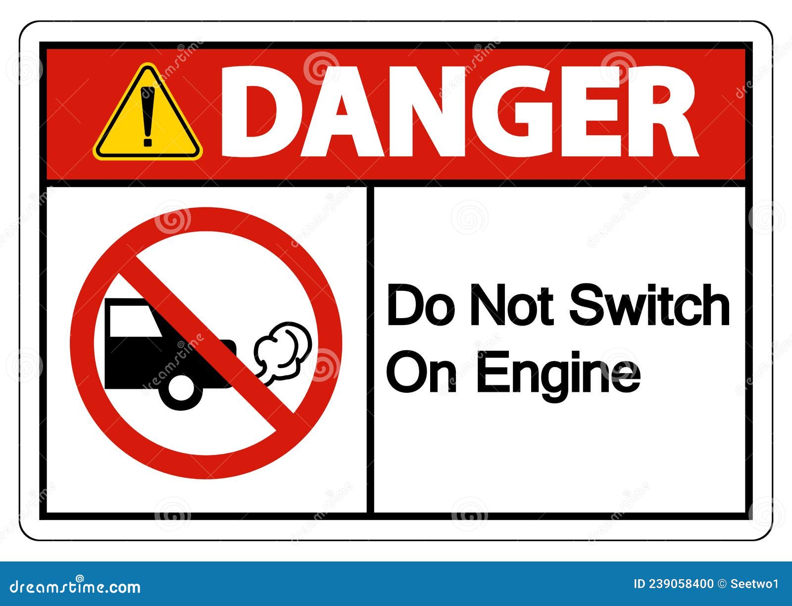 Danger Do Not Switch on Engine Sign on White Background Stock Vector ...