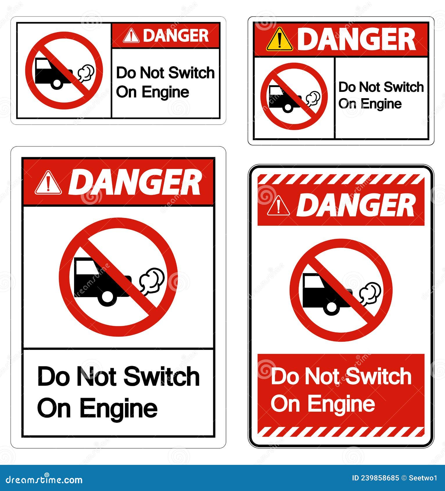 Danger Do Not Switch on Engine Sign on White Background Stock Vector ...