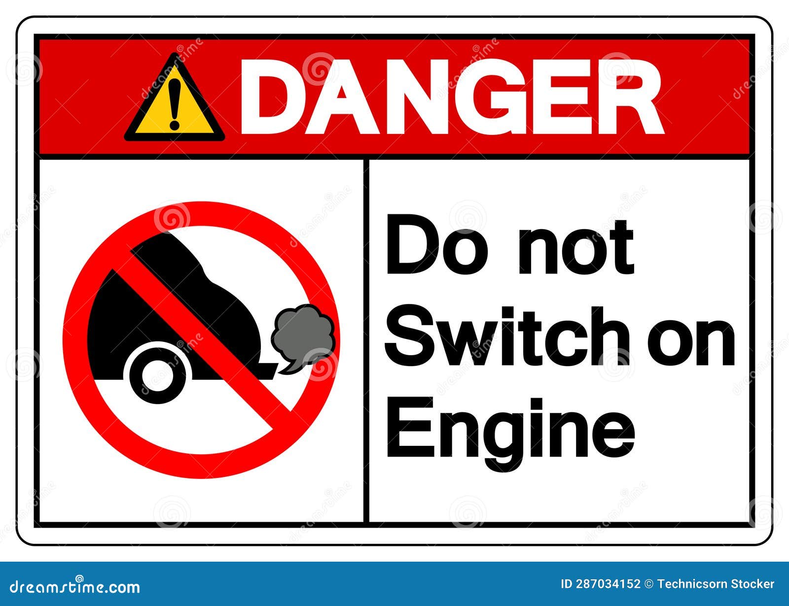 Danger Do Not Switch on Engine Symbol Sign, Vector Illustration ...
