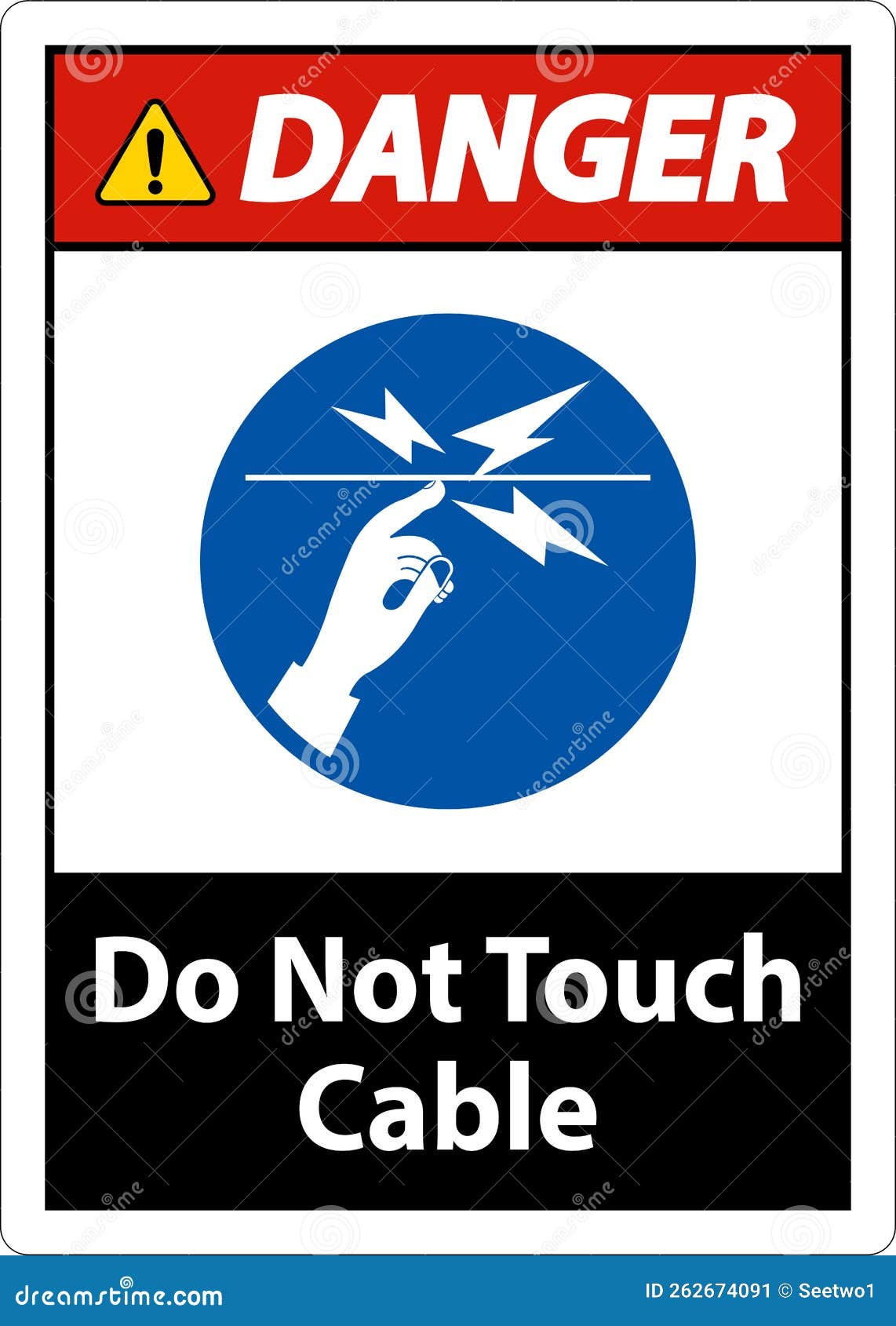 Danger Do Not Touch Cable Sign on White Background Stock Vector ...