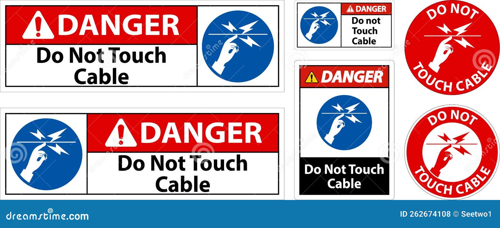 Danger Do Not Touch Cable Sign on White Background Stock Vector ...
