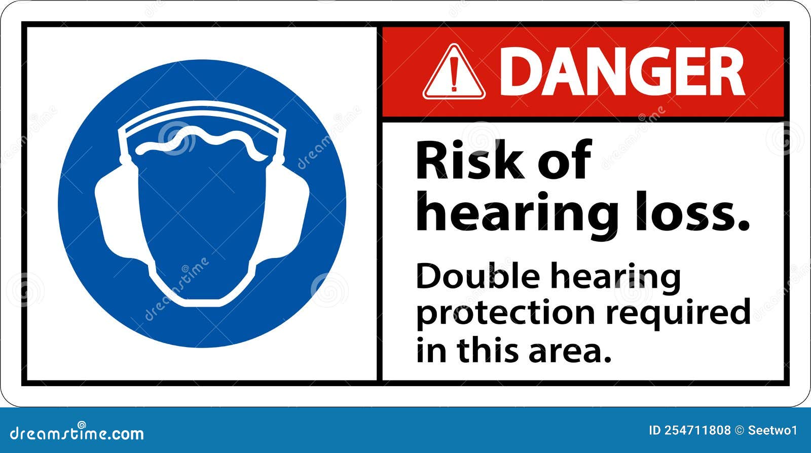 Danger Double Hearing Protection Sign on White Background Stock Vector ...