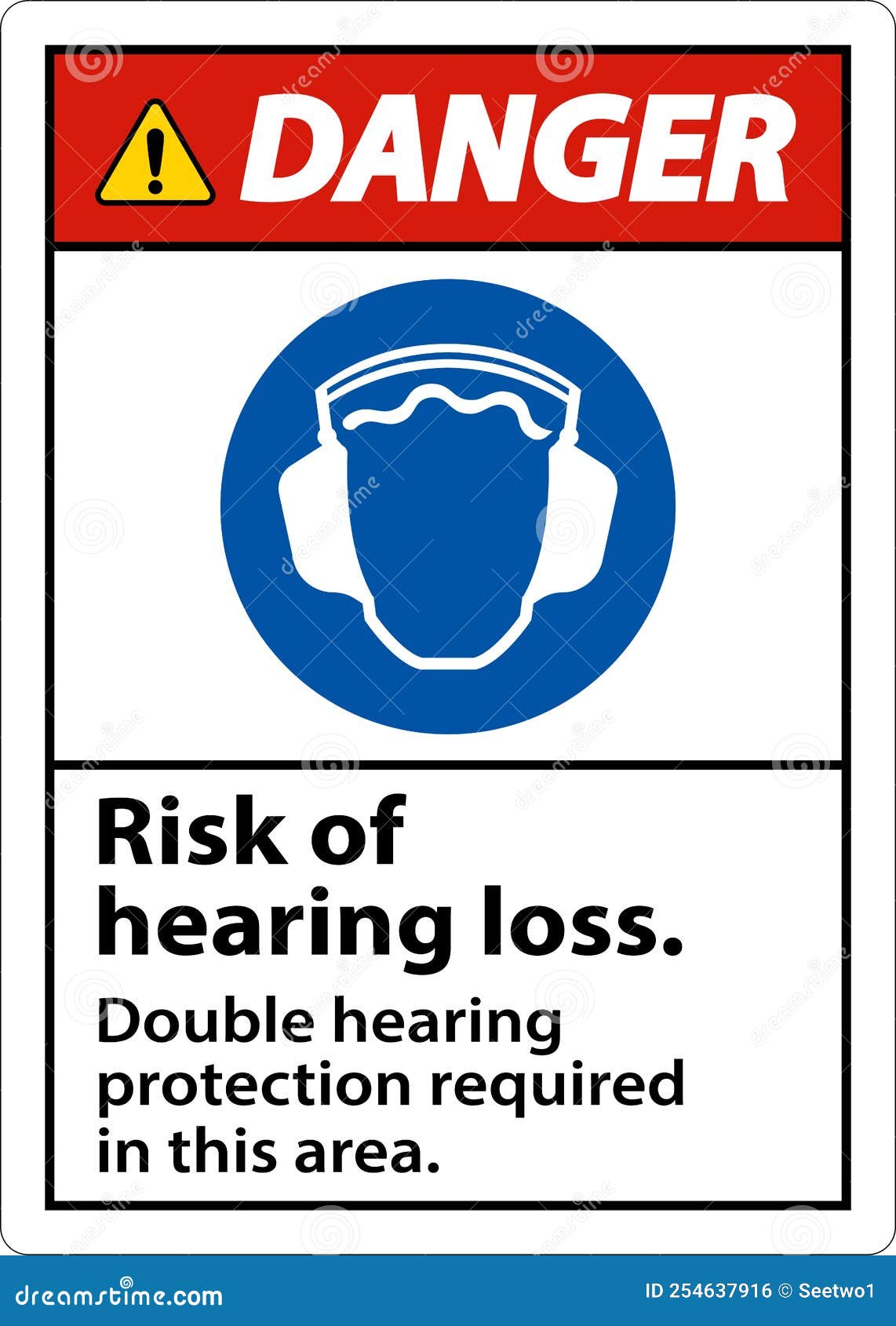 Danger Double Hearing Protection Sign on White Background Stock Vector ... Danger Double Hearing Protection Sign on White Background Stock Vector ...