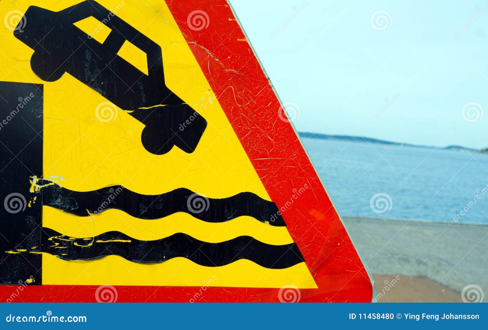 Danger Drop Below Yellow Triangle Warning Sign Stock Image ...