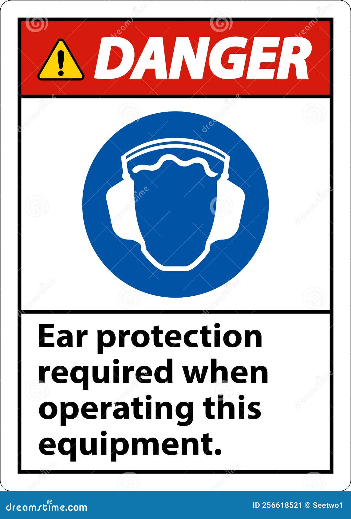 Danger Ear Protection Required Sign on White Background Stock Vector ...