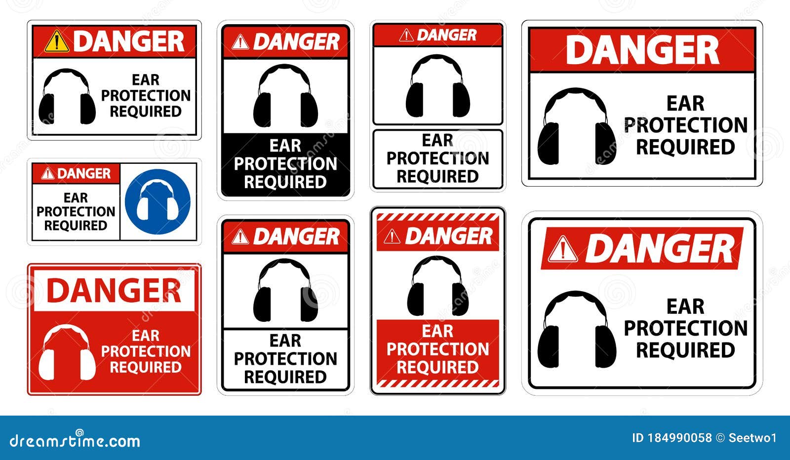 Danger Ear Protection Required Symbol Sign Isolate on Transparent ...