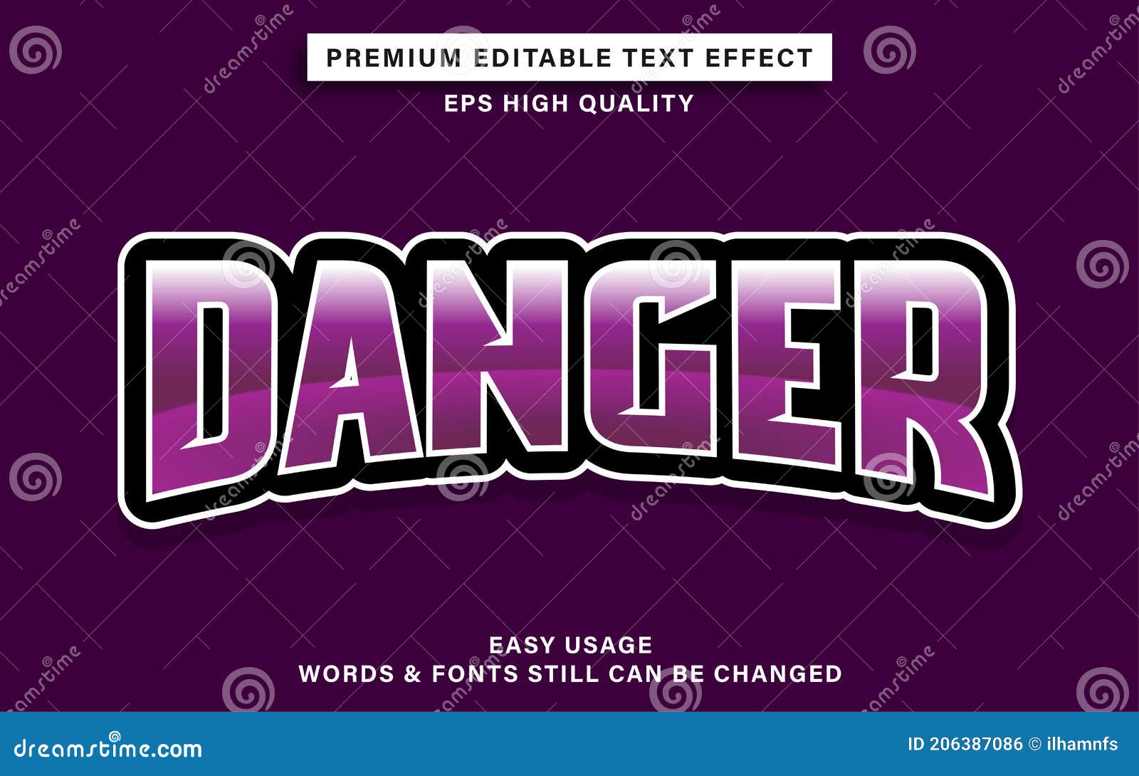 Danger Editable Text Effect Stock Vector - Illustration of gradient ...