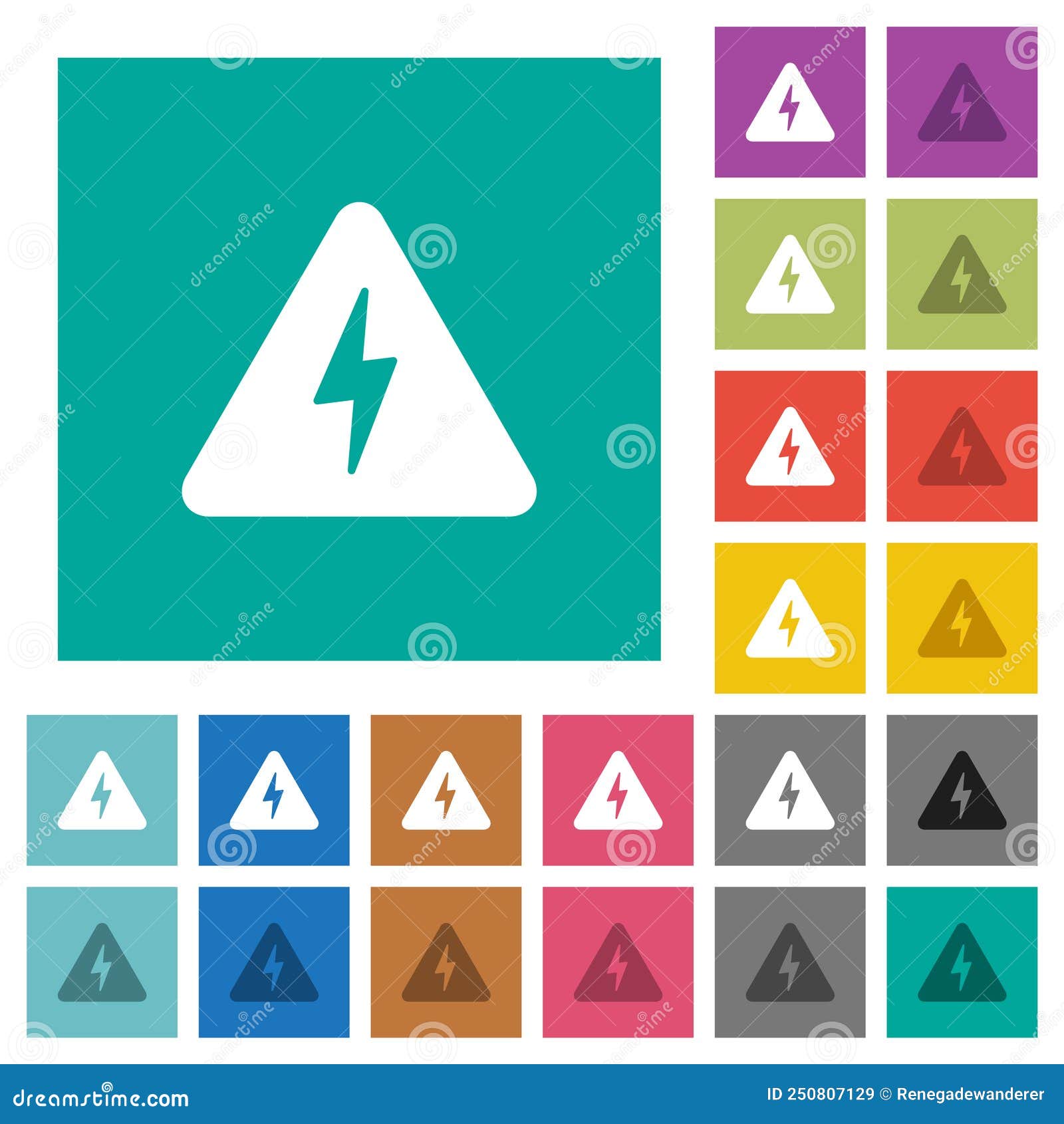 Danger Electrical Hazard Solid Square Flat Multi Colored Icons Stock ...