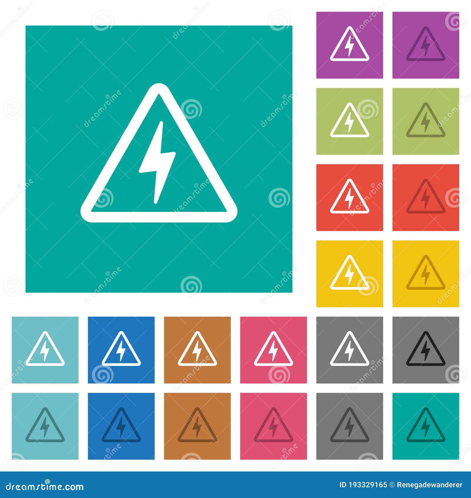 Danger Electrical Hazard Square Flat Multi Colored Icons Stock Vector ...