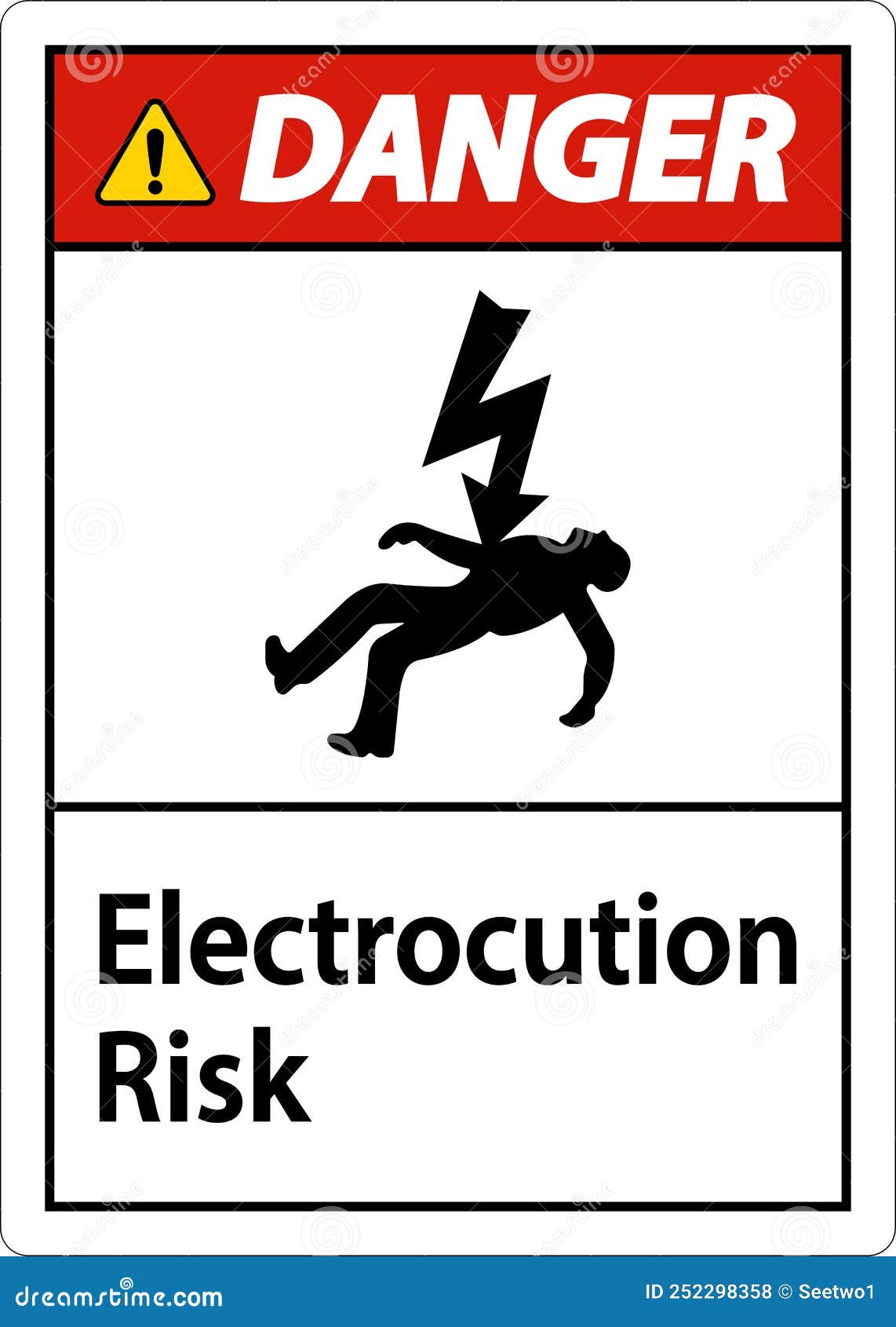 Danger Electrocution Risk Sign on White Background Stock Vector ...