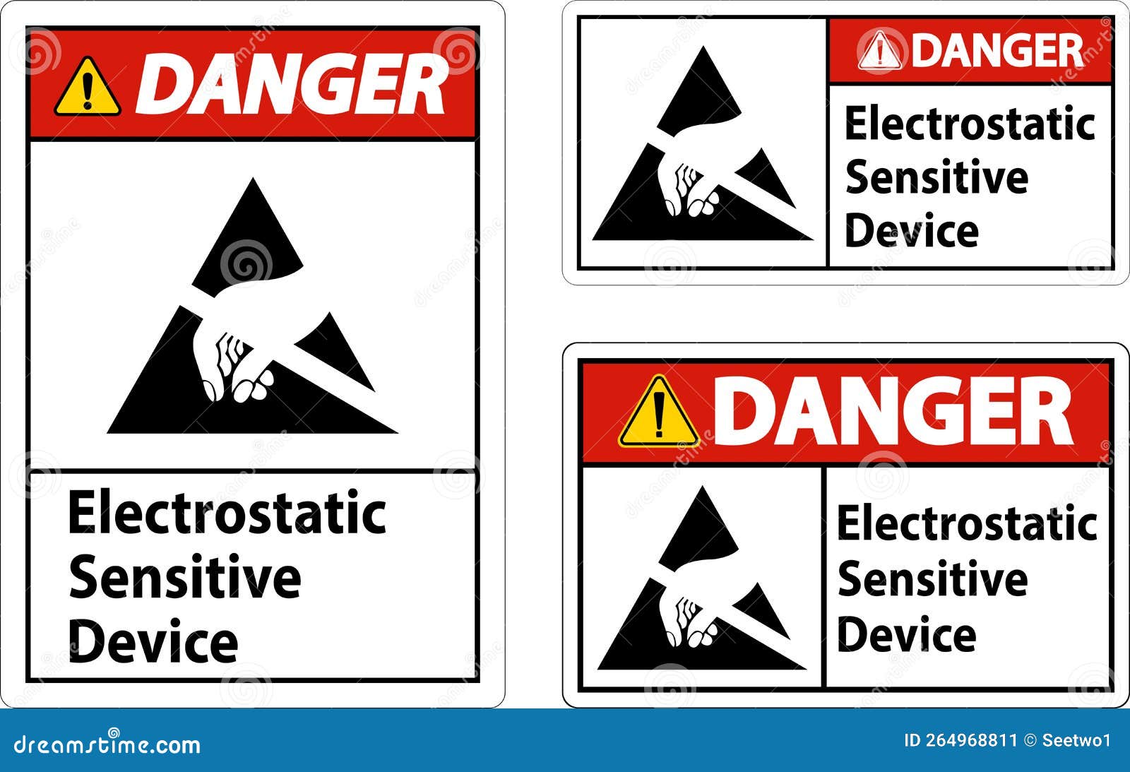 Danger Electrostatic Sensitive Device Sign on White Background Stock ...