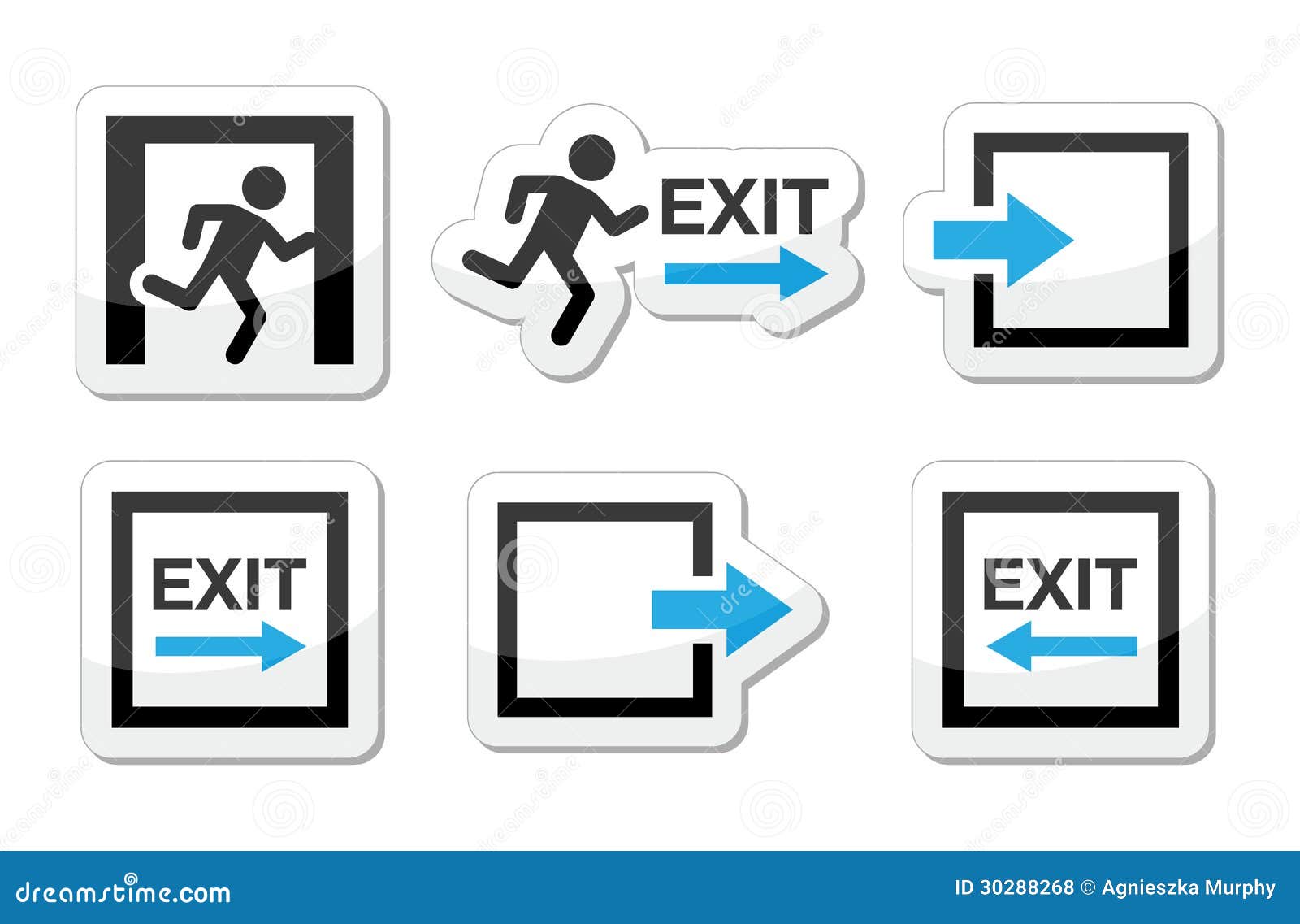 Emergency Exit Icons Set Royalty Free Stock Photos - Image: 30288268