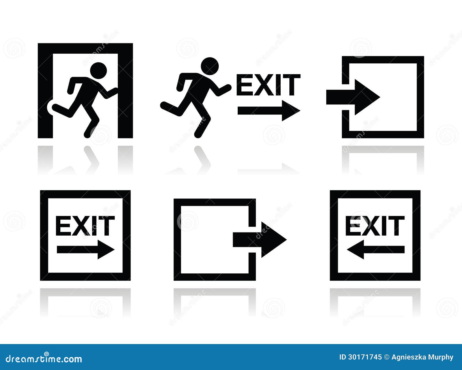 Emergency exit icons set stock illustration. Illustration of danger ...