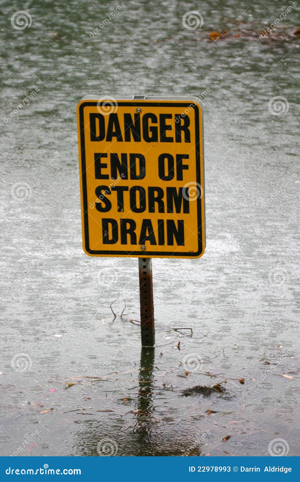 Danger End of Storm Drain Sign Stock Image - Image of raining, single ...
