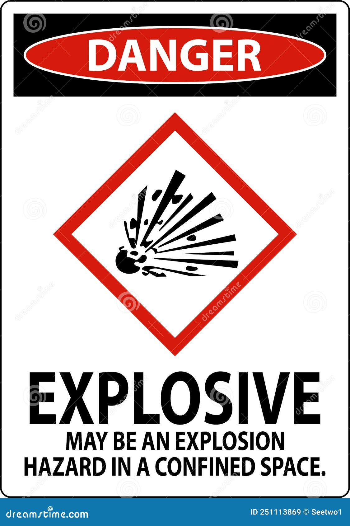 Danger Explosive GHS Sign on White Background Stock Vector ...