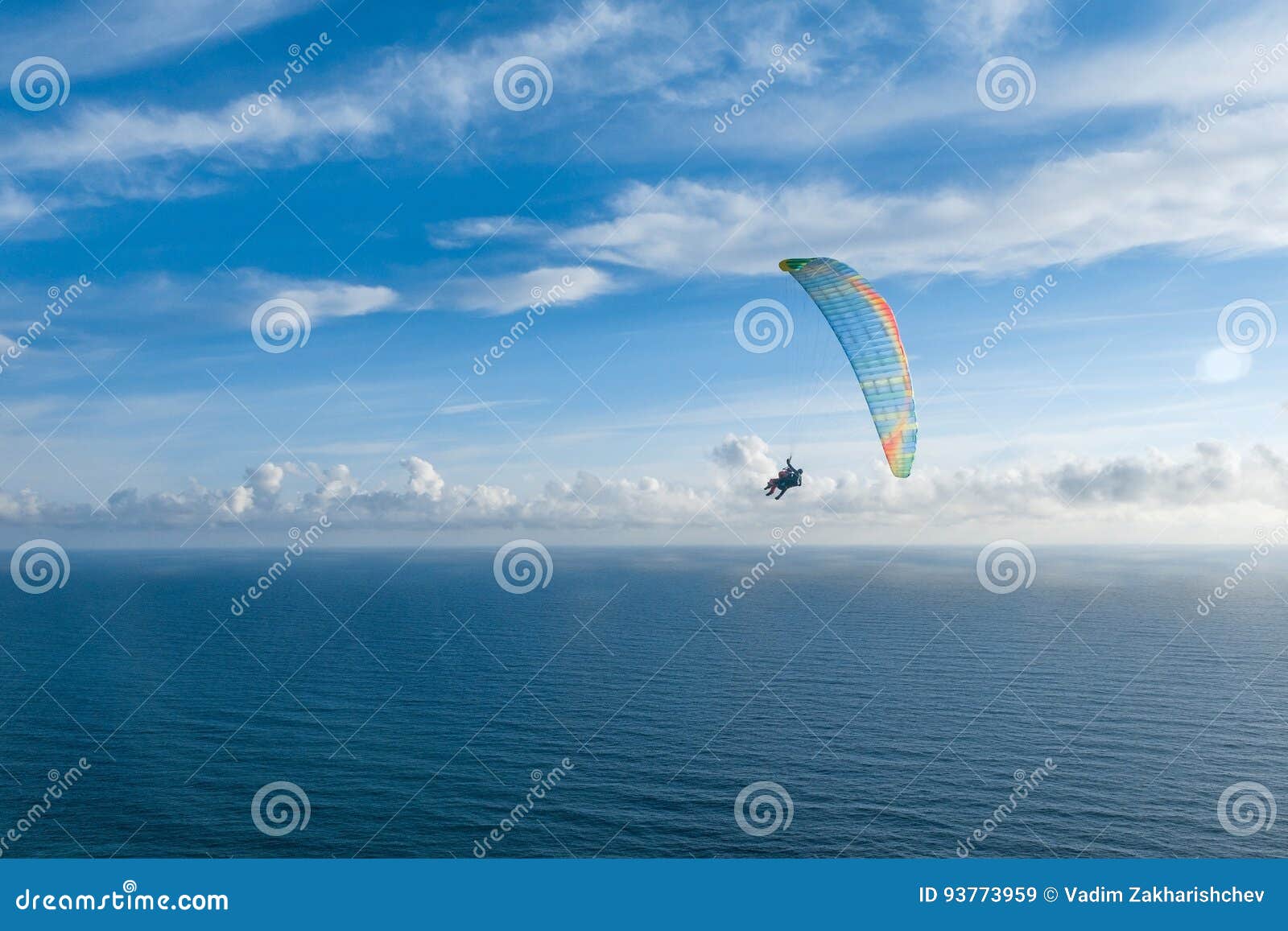Danger Extreme Flying Tandem Paraglider Over the Sea Stock Image ...