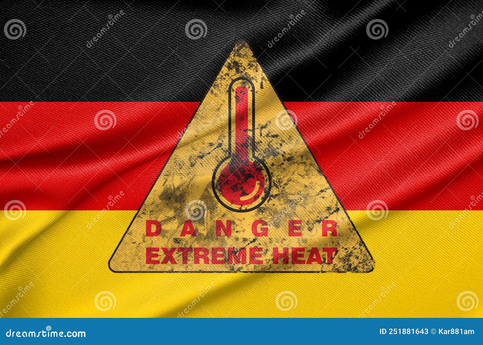 Danger Extreme Heat in Germany, Heatwave in Germany, Flag Germany with ...